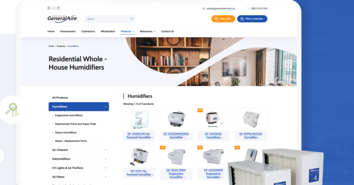 Website Design for General Aire | Convergine Corp.