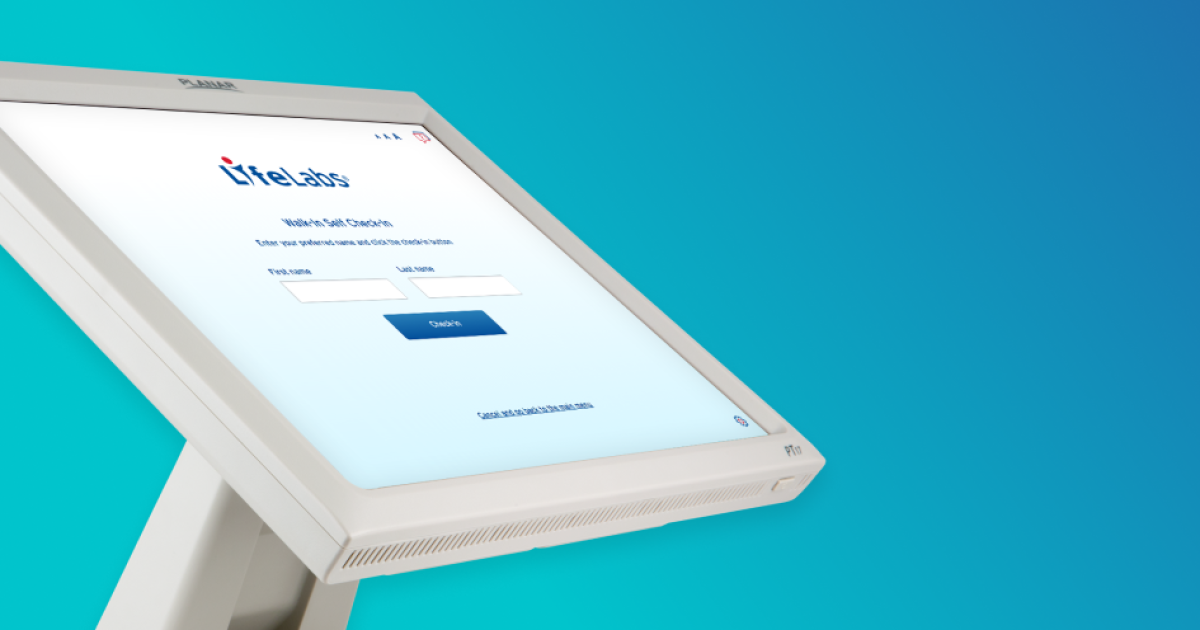 Self check-in kiosk UI design for LifeLabs